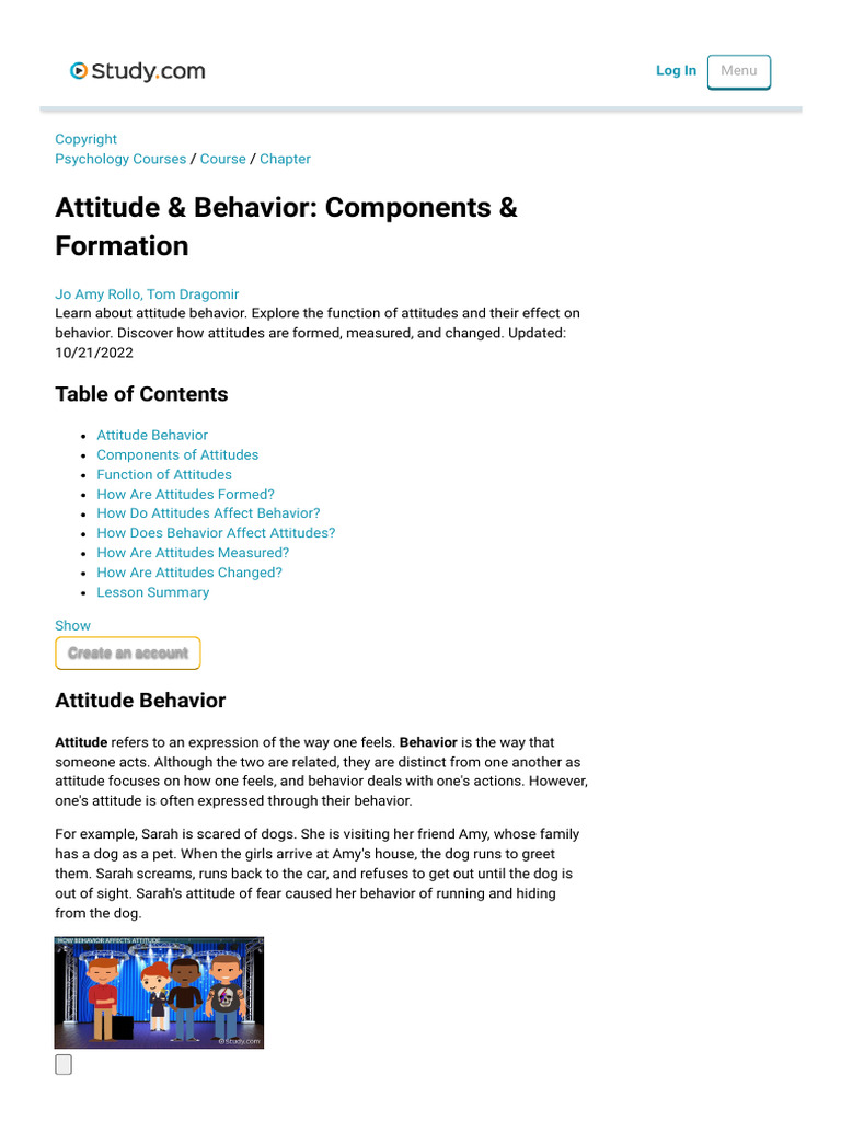Attitude & Behavior - Components, Function & Formation - Video & | PDF ...