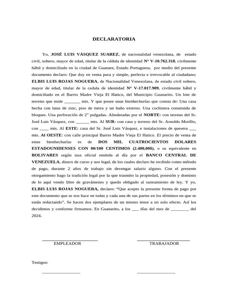 Elvis Declaratoria | PDF