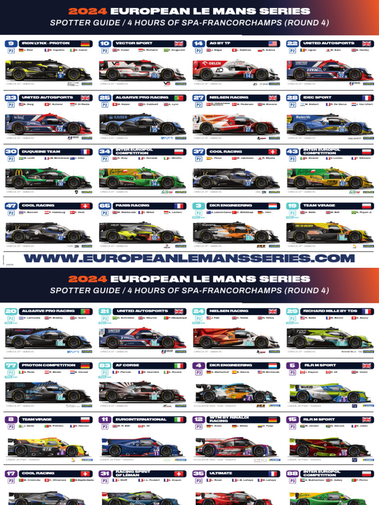 2024 Elms 4 Hours of Spa Francorchamps Spotter Guide - 5166c4 | PDF ...