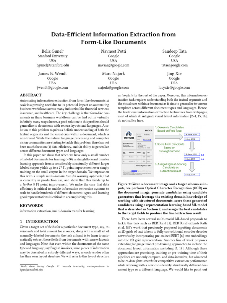 Data-Efficient Information Extraction From Form-Like Documents | PDF Data-Efficient Information Extraction From Form-Like Documents | PDF