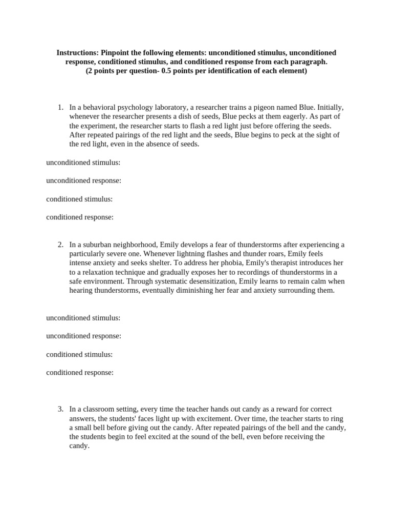Classical Conditioning Assignment | PDF