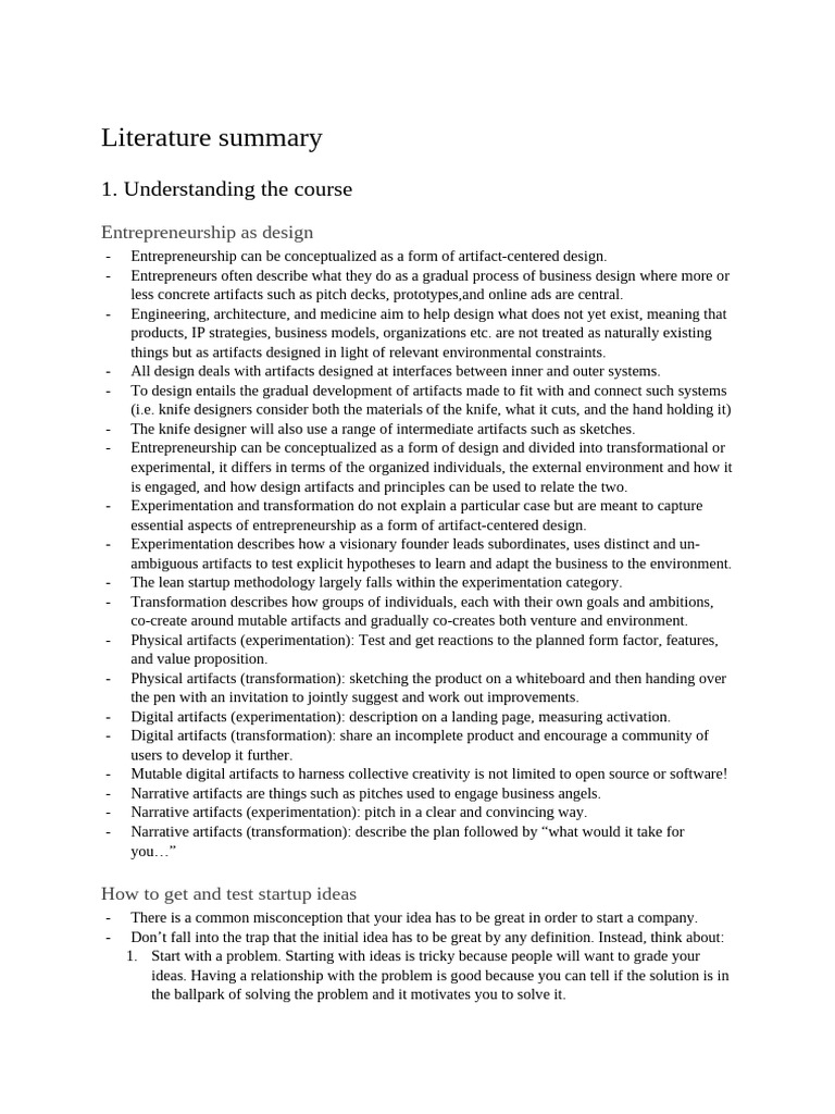 Literature Summary | PDF