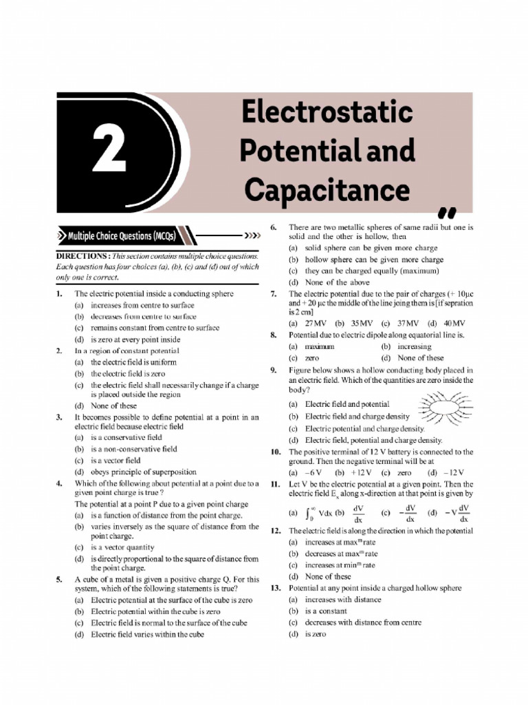 Electrostatic Potential and Capacitance | PDF