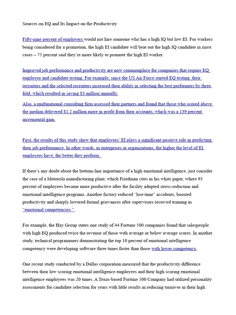 Emotional Intelligence References | PDF