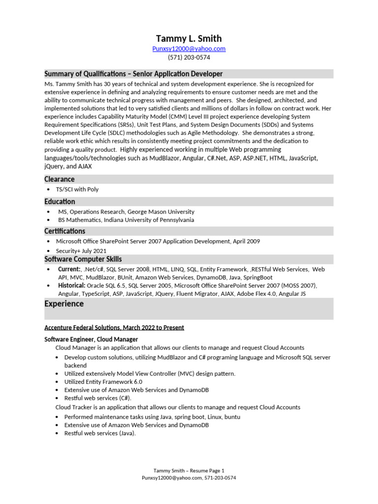 Tammy Smith Resume | PDF