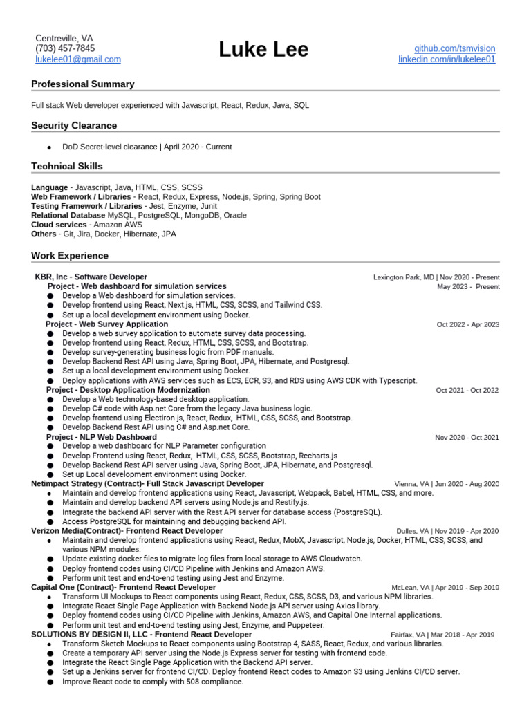 Luke Lee Resume | PDF