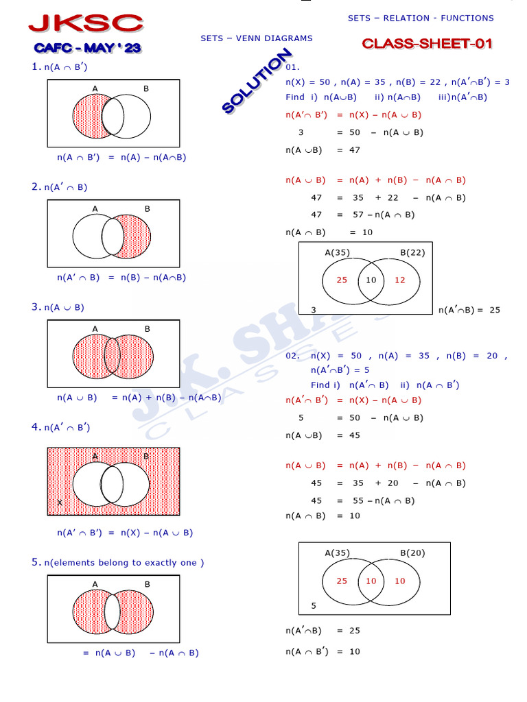 01 - Sets - Relation - Functions - Soln | PDF