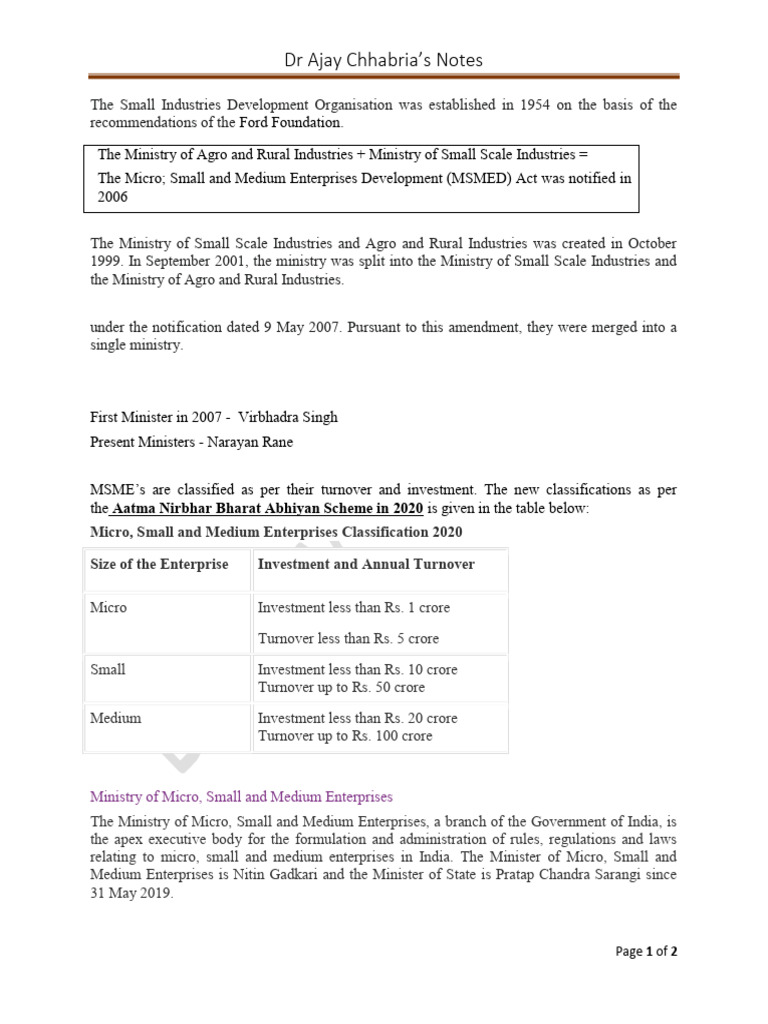MSME Notes 1 | PDF