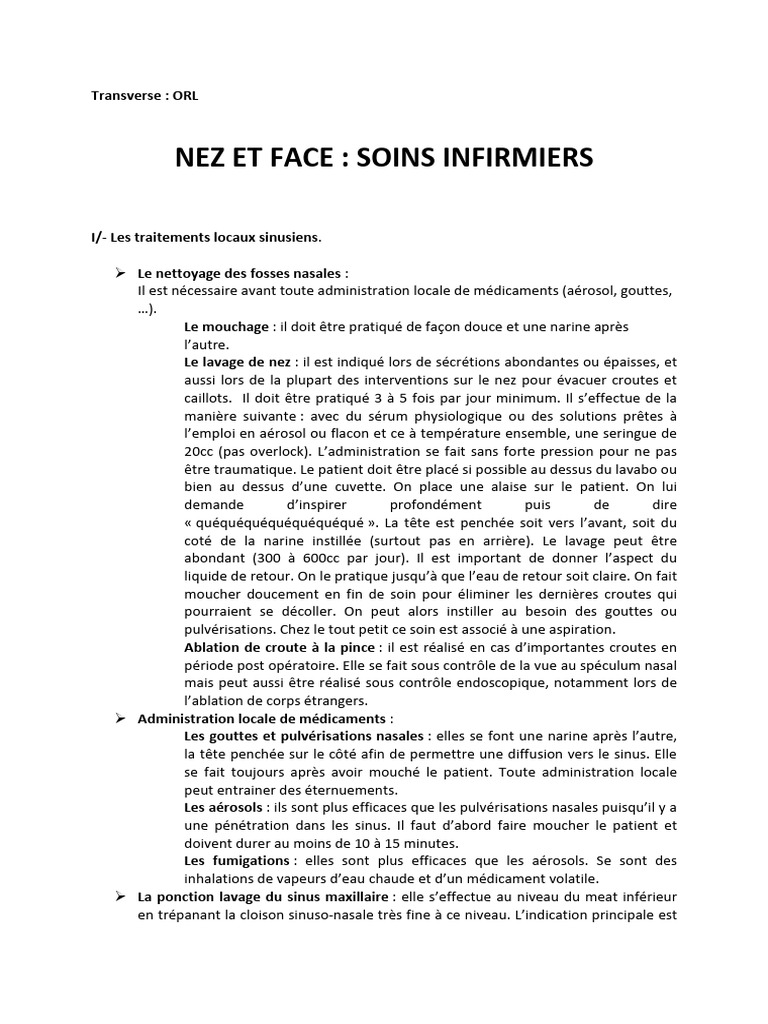 Transverse - Orl.nez Et Face - Soins Infirmiers | PDF
