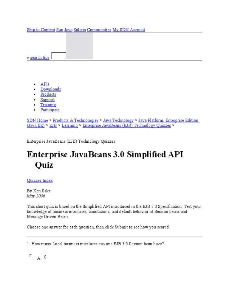 Ejb3.0 Simplified API | PDF | Enterprise Java Beans | Computing Platforms