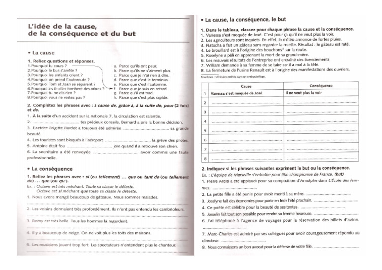 Connecteurs Exos Cause Consequence But | PDF