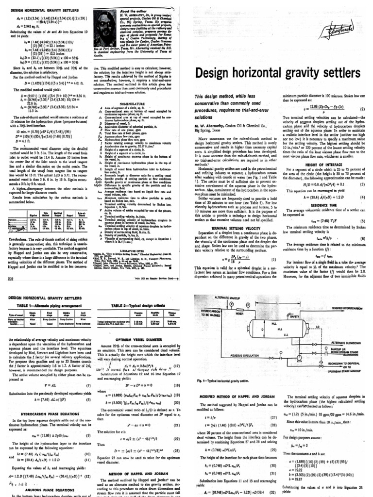 Design Horizontal Gravity Settlers (Abernathy, M.) | PDF