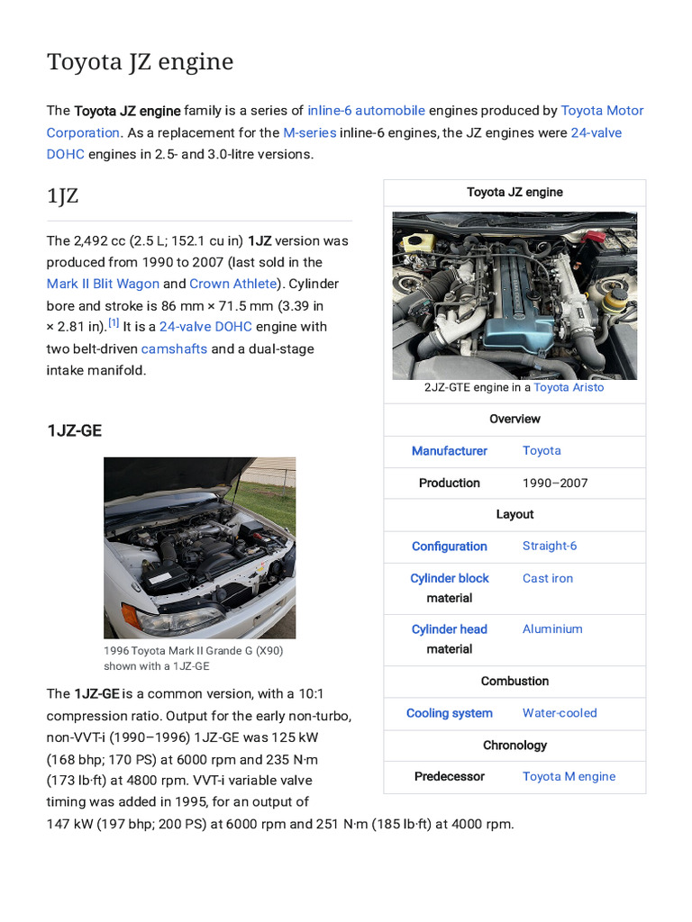 Toyota JZ Enginee | PDF
