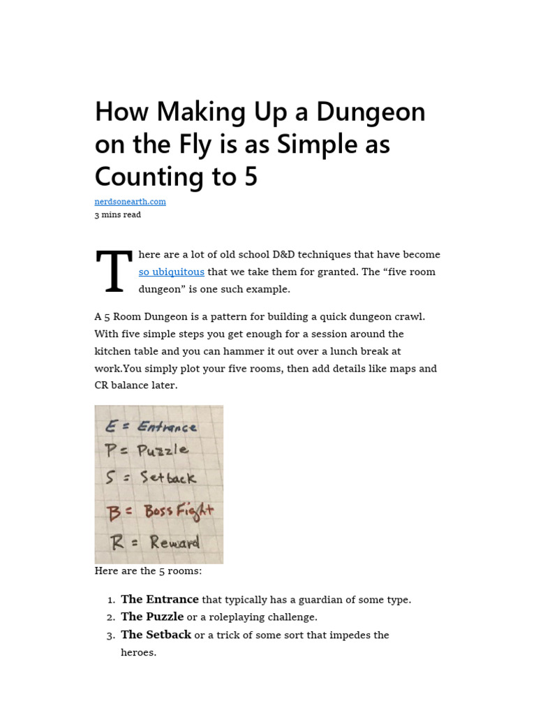 5 Room Dungeon | PDF