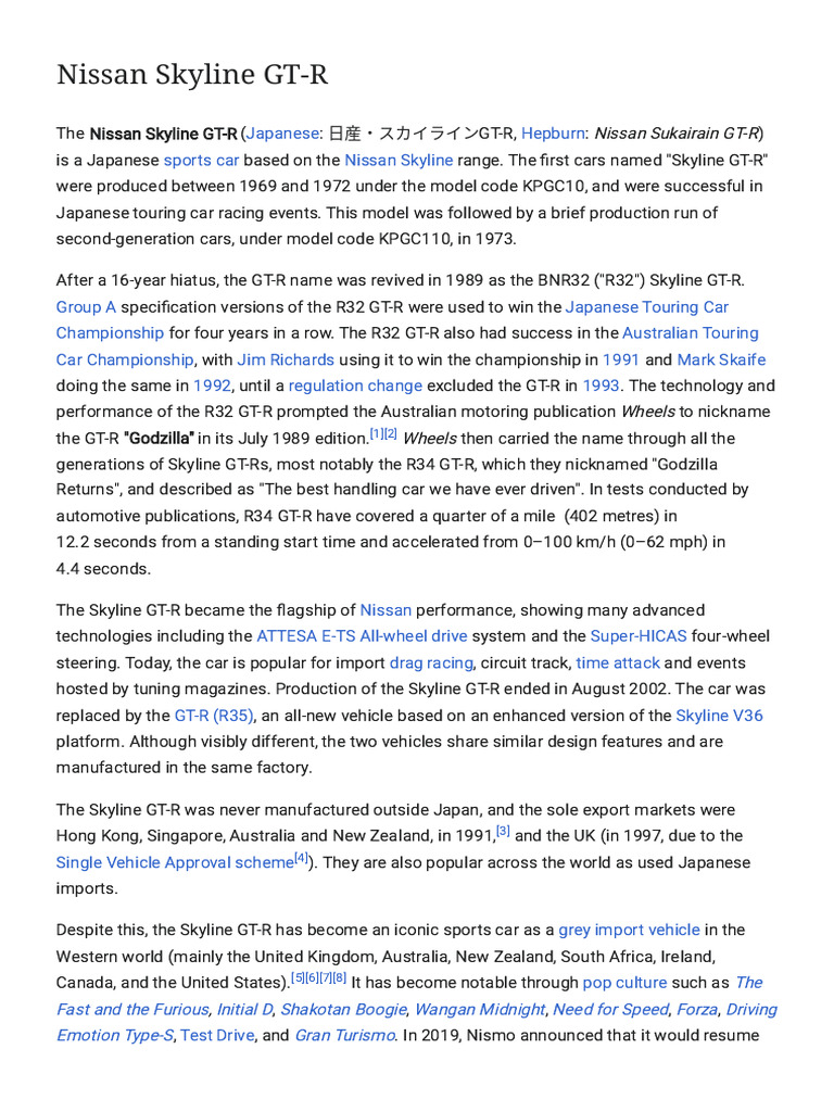 Nissan Skyline GT-R | PDF
