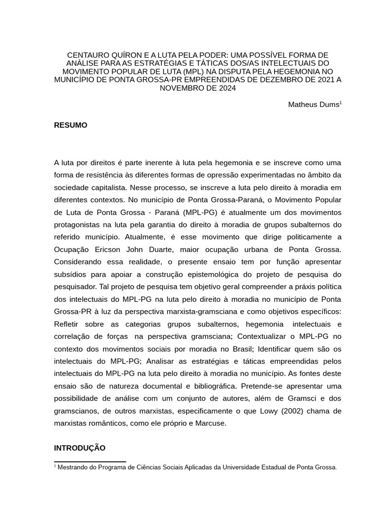 ENSAIO MATHEUS DUMS | PDF