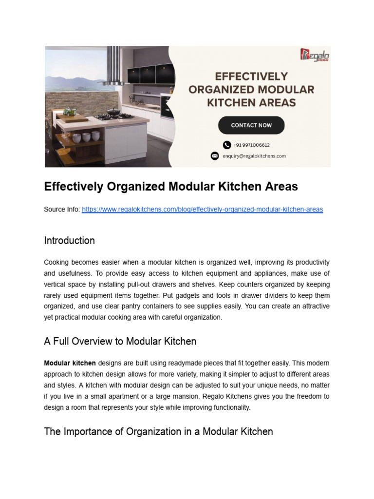 Effectively Organized Modular Kitchen Areas | PDF | Kitchen | Pantry