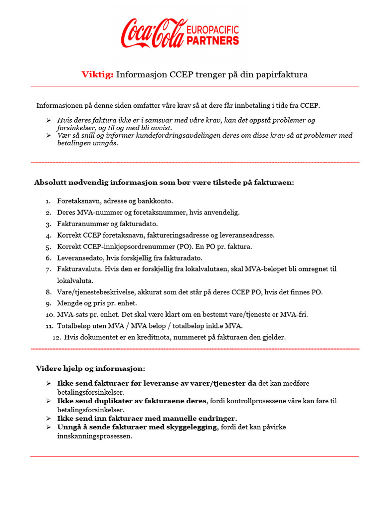 NO-invoice-requirements Suppliers No Engl | PDF | Invoice | Finance ...