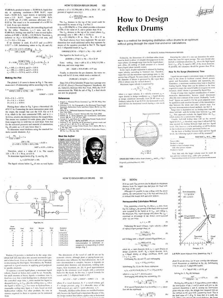 Reflux Drums Design (Sigales, B.) | PDF