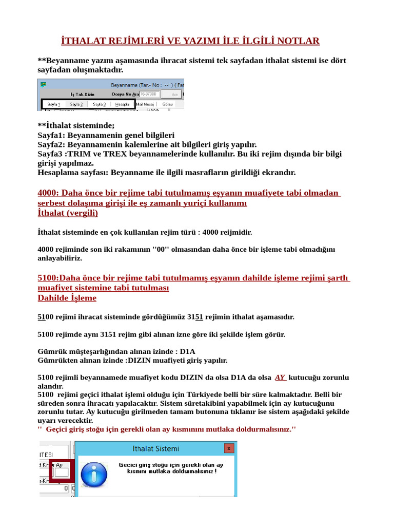 İTHALAT BEYANNAME YAZIMI - Copy 1 | PDF