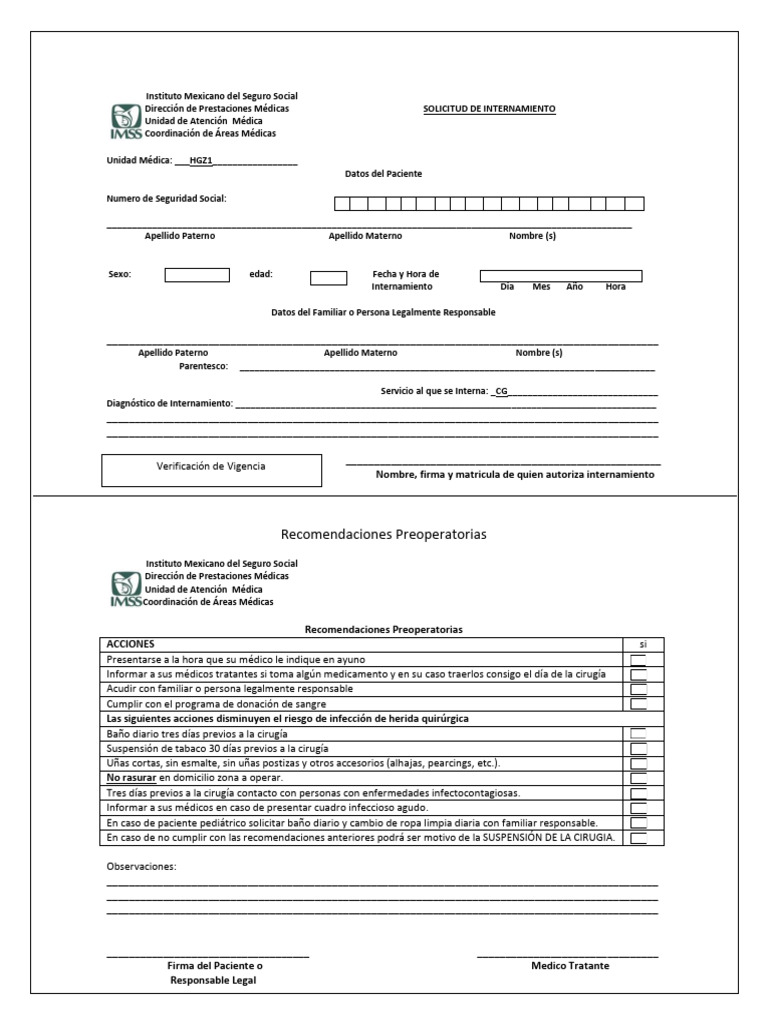 Solicitud de Internamiento | PDF