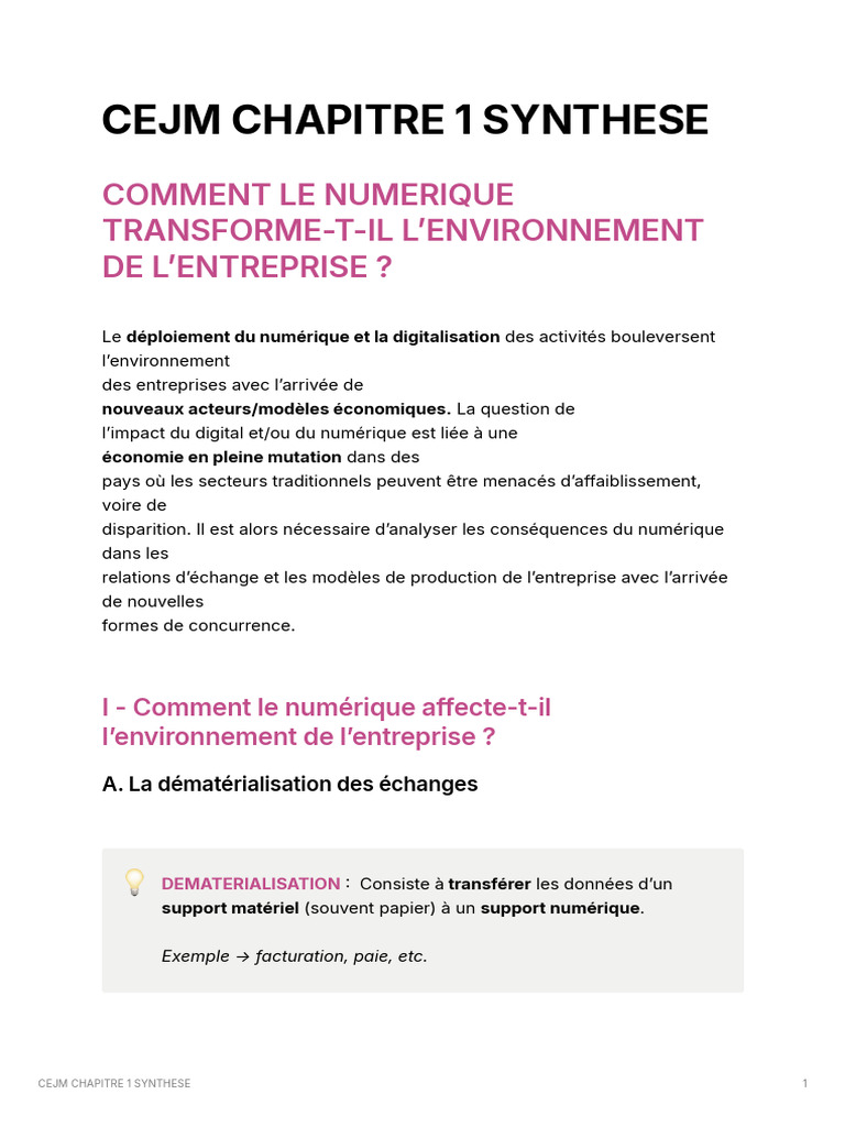 Cejm Chapitre 1 Synthese | PDF
