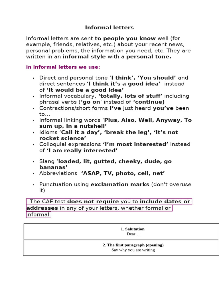 Informal Letter | PDF
