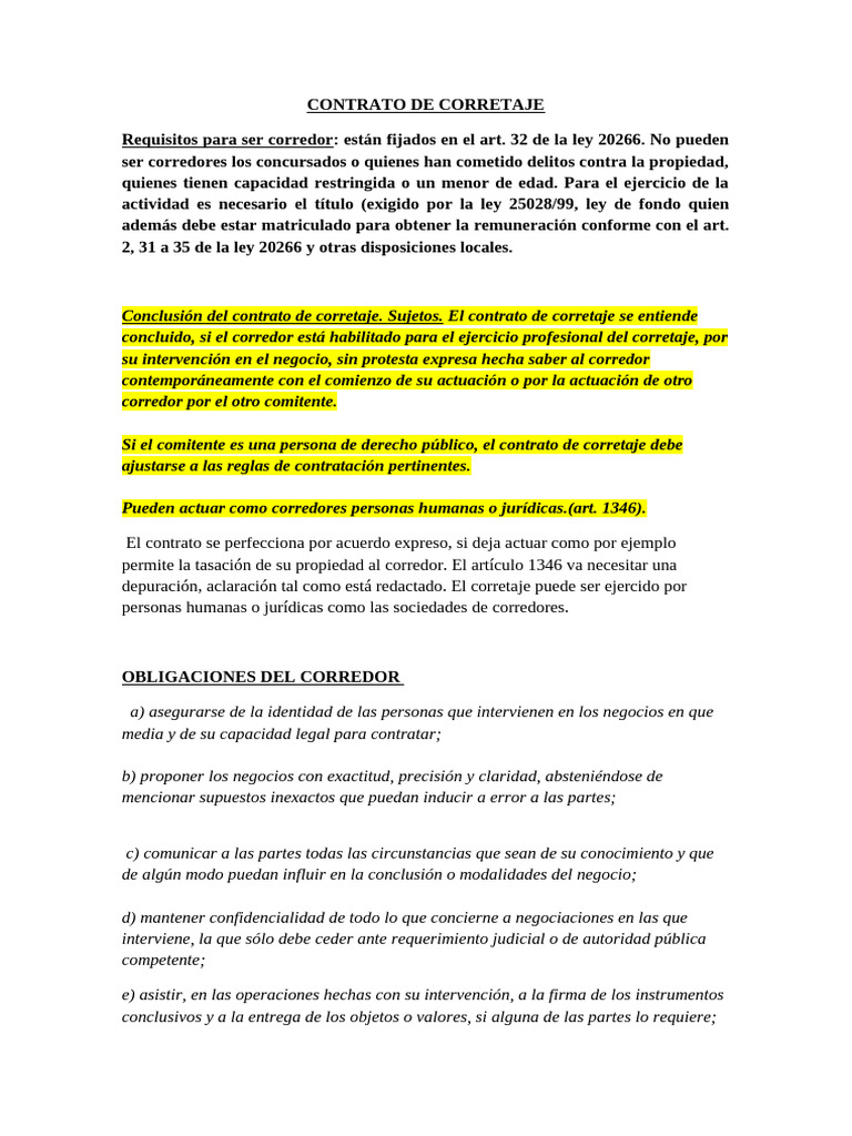 Contrato de Corretaje | PDF