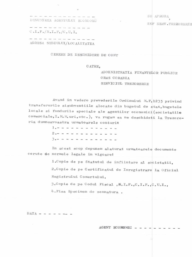 Cerere Deschidere Cont470 | PDF