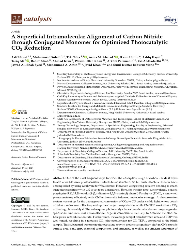 A Superficial Intramolecular Alignment of Carbon Nitride | PDF