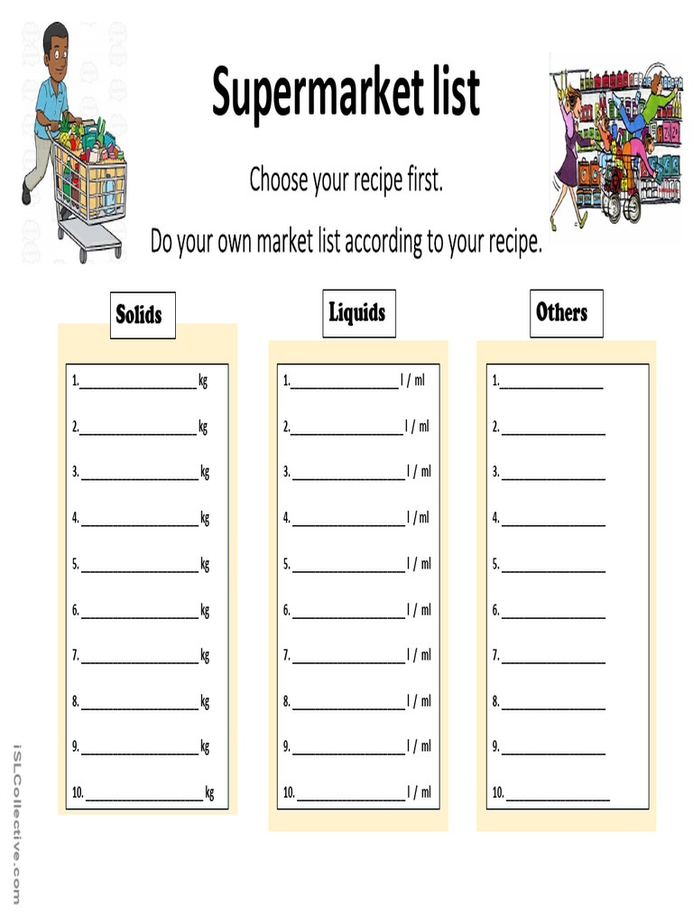 Custom Supermarket Shopping List | PDF