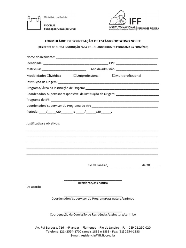 B1 - Form - Solicitacao - EO - No - IFF - CP | PDF