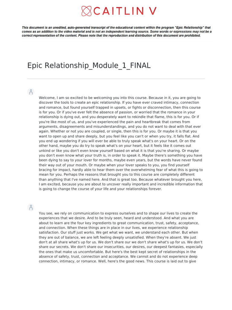 Creating Epic Relationships: Module 1 | PDF | Mindset | Lifestyle