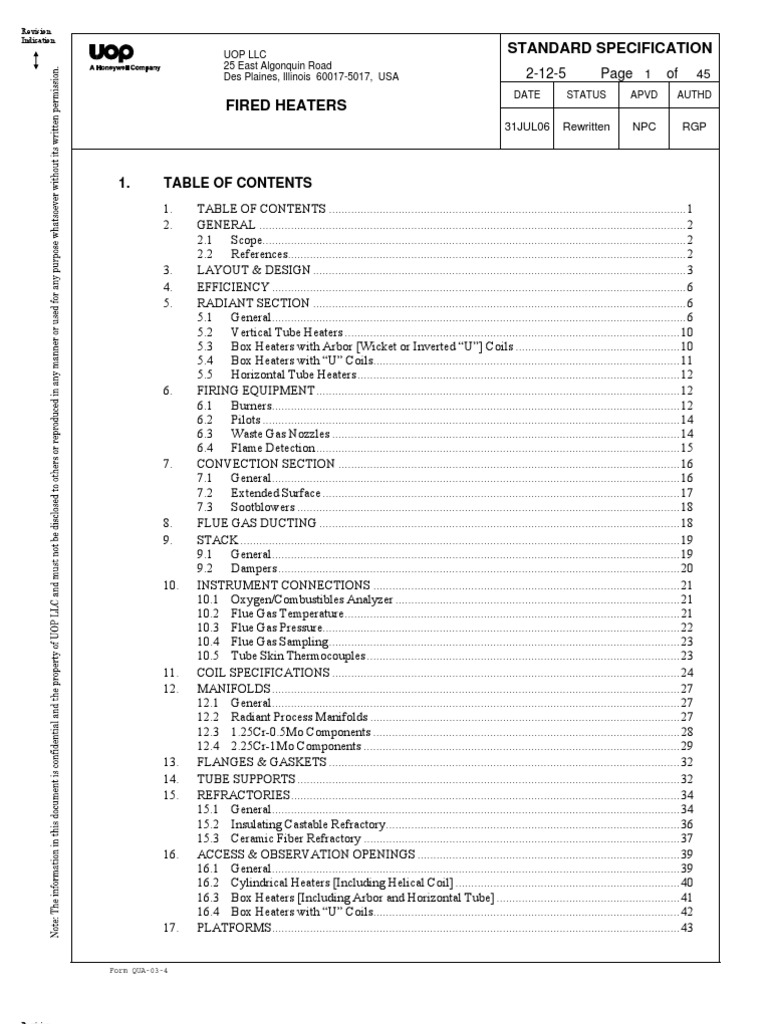UOP 2-12-5 Fired Heaters | PDF | Chimney | Pipe (Fluid Conveyance)
