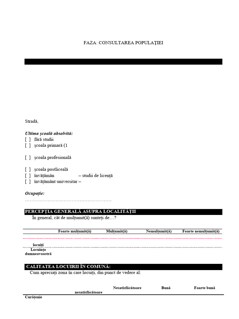 Chestionar Model 2 | PDF