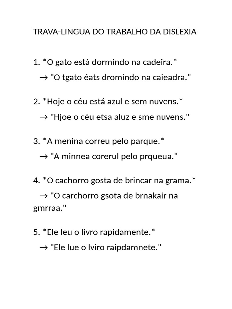 Trava Linguas (Dislexia) | PDF