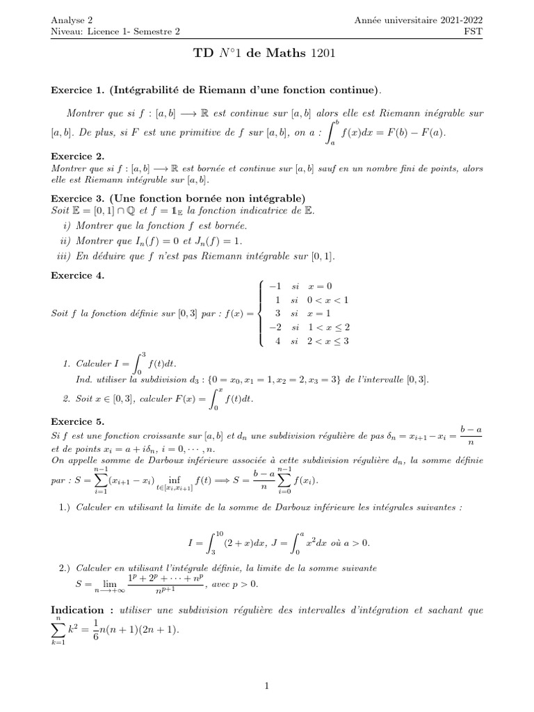 TD NO1 (Maths 1201) (2) - 1 | PDF
