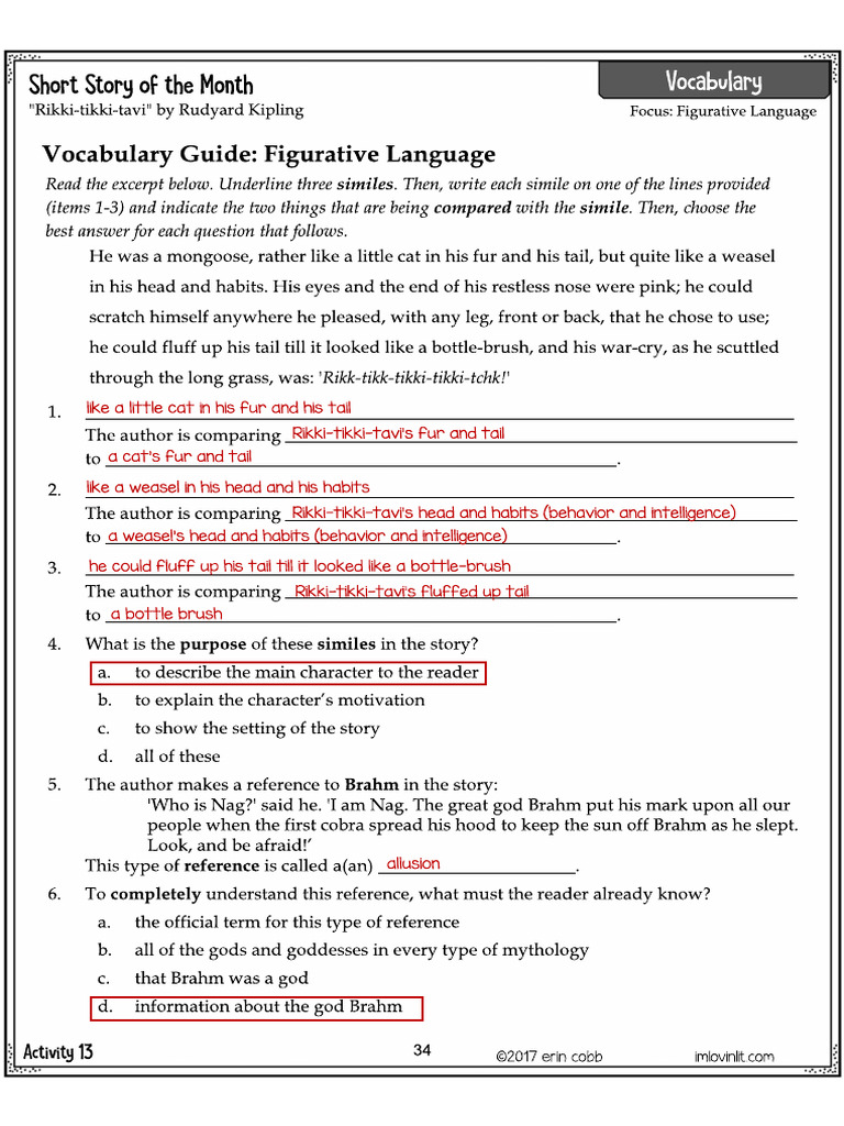 G7 Figurative Language ANSWERKEY | PDF