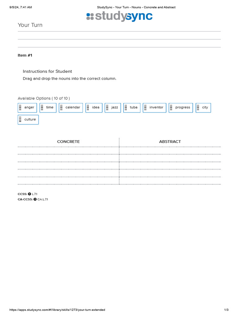 Abstract and Concrete Nouns Review | PDF