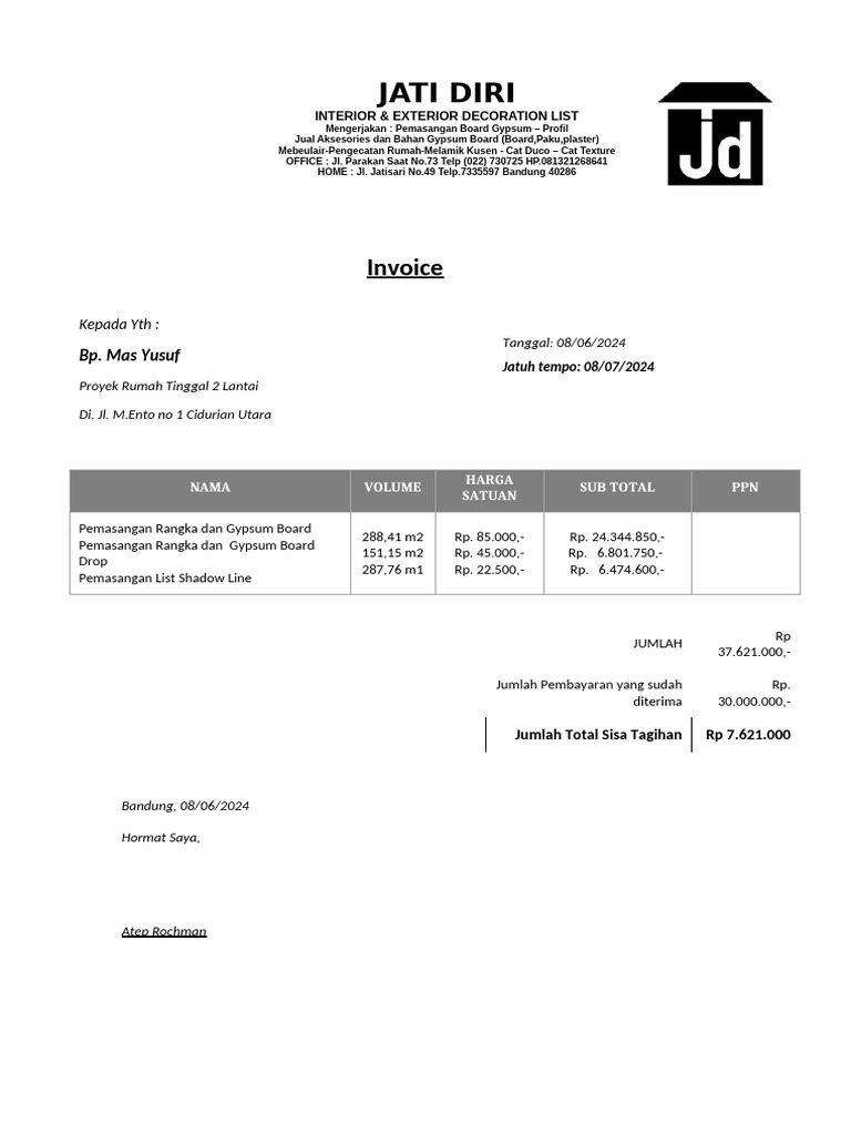 Invoice Cidurian Jitep | PDF | Wallcoverings | Building Materials