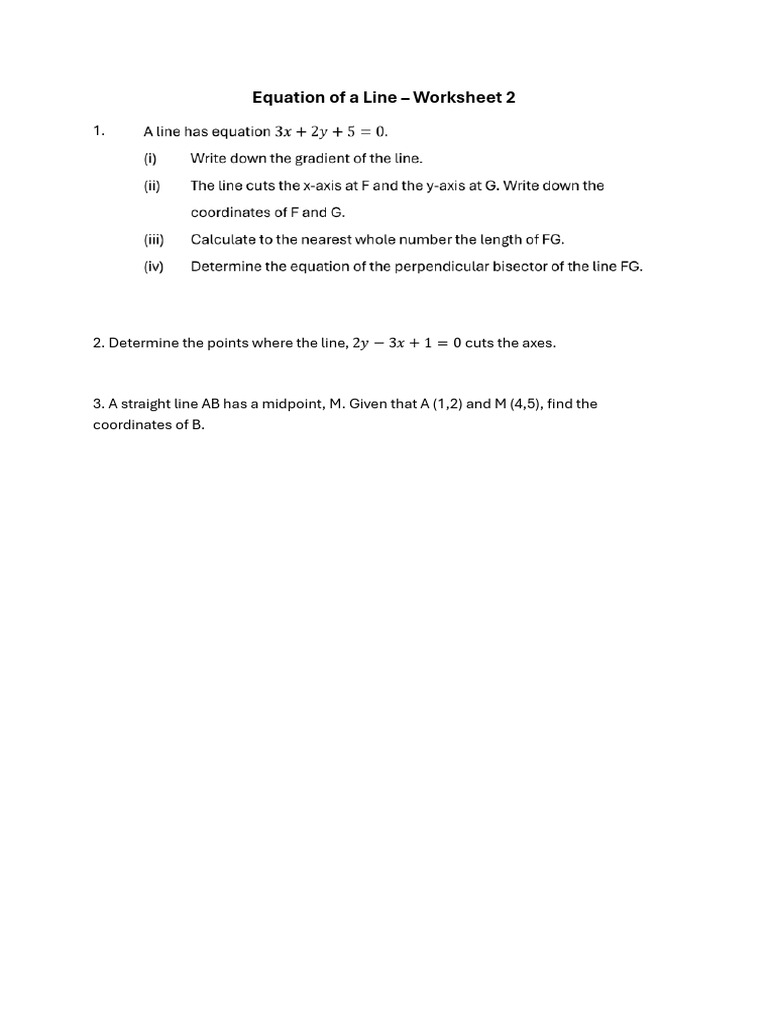 Length & Midpoint - Worksheet | PDF