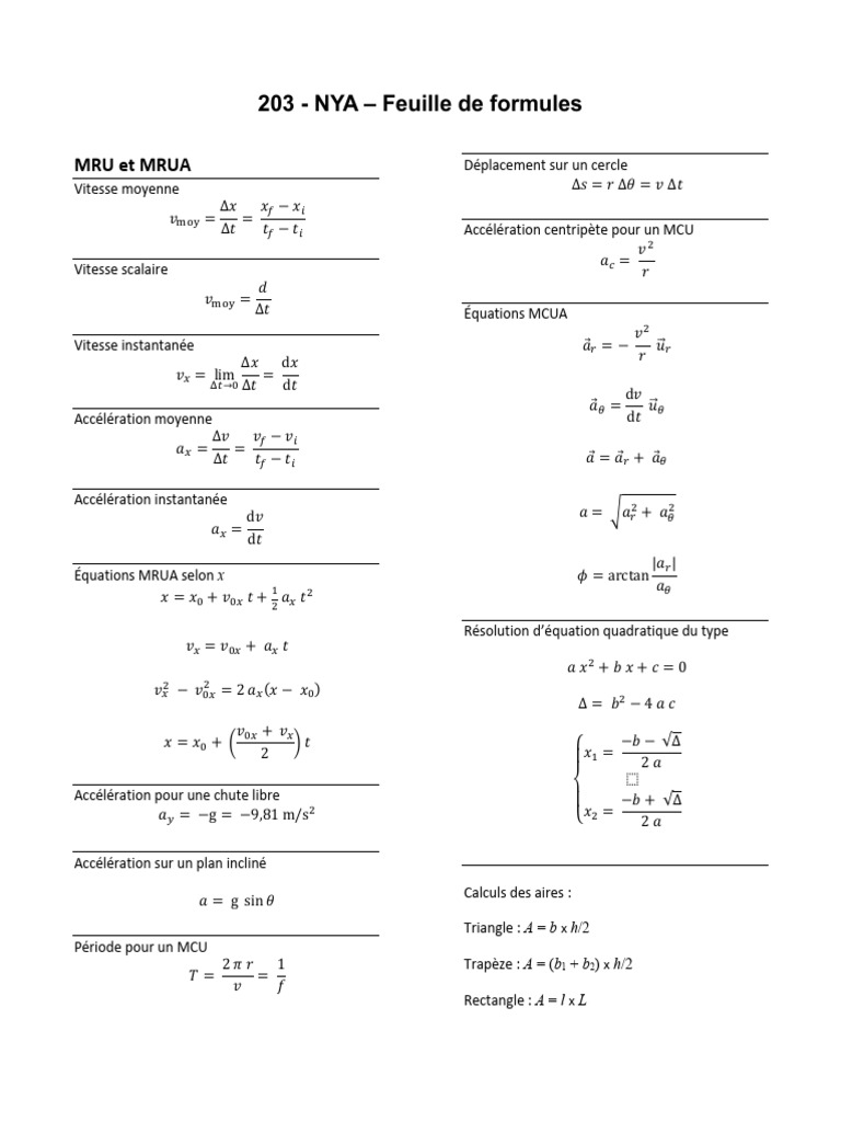 203 NYA Formules | PDF