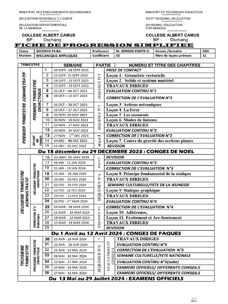 Fiche Simplifiee DSR 2023 2024 | PDF