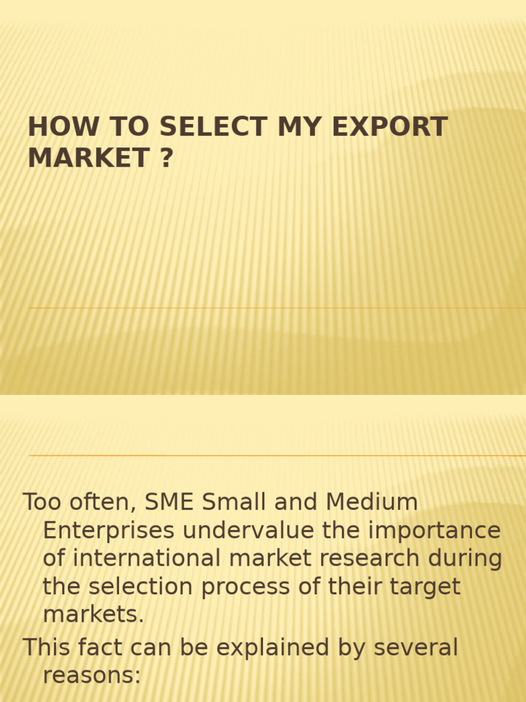 Chap 3 How To Select My Export Market | PDF | Brand | Exports