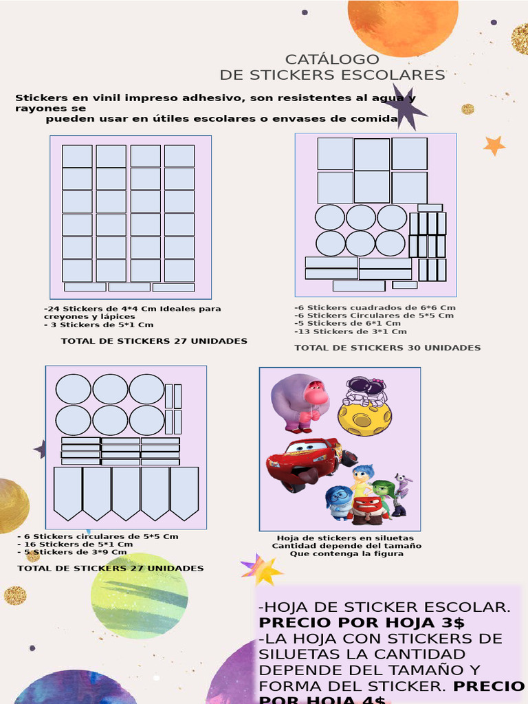 Catalogo de Stickers Escolares | PDF