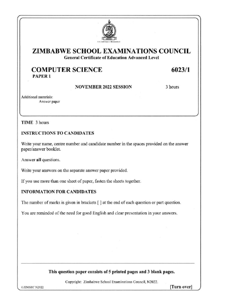 A-levels Computer Science 2022 | PDF