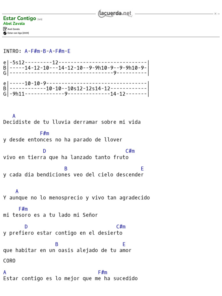 ESTAR CONTIGO, Abel Zavala - Tablatura | PDF