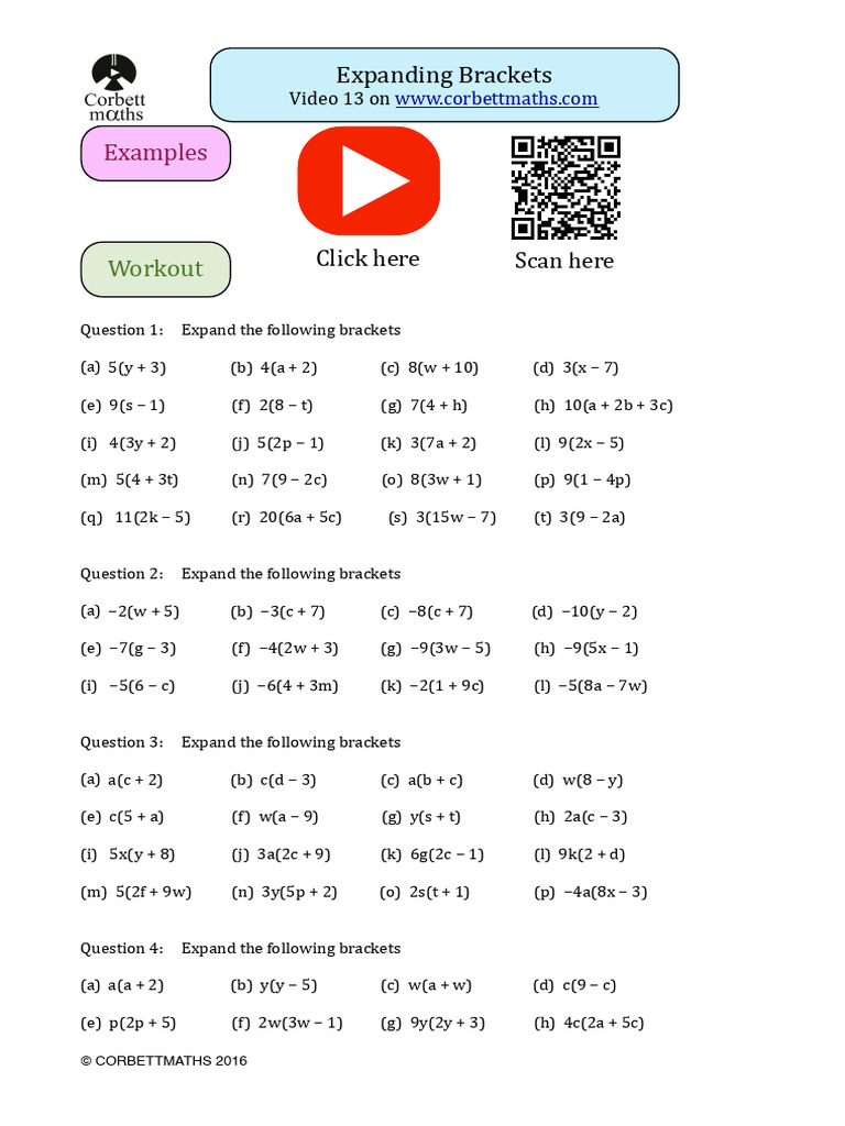 Expanding Brackets Pdf1 | PDF