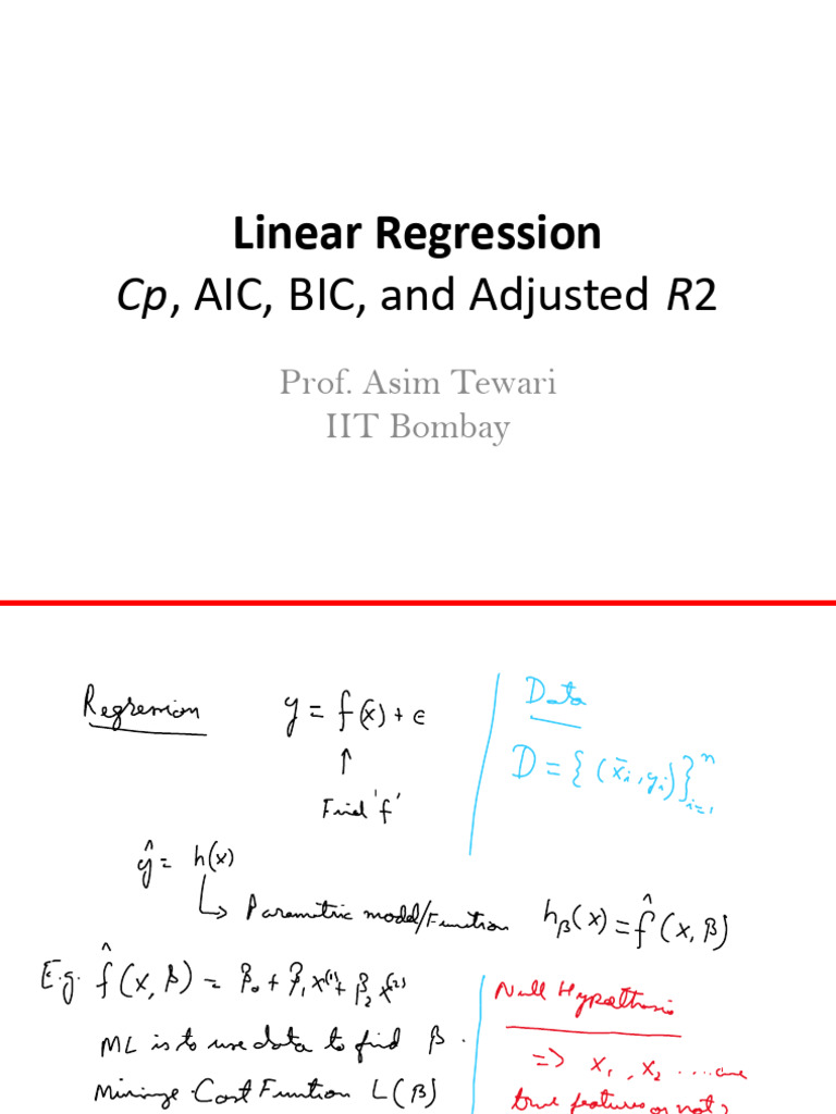 12 - Linear Regression - CP, AIC, BIC, and Adjusted R2 - PCA - 2024 | PDF | Akaike Information ...