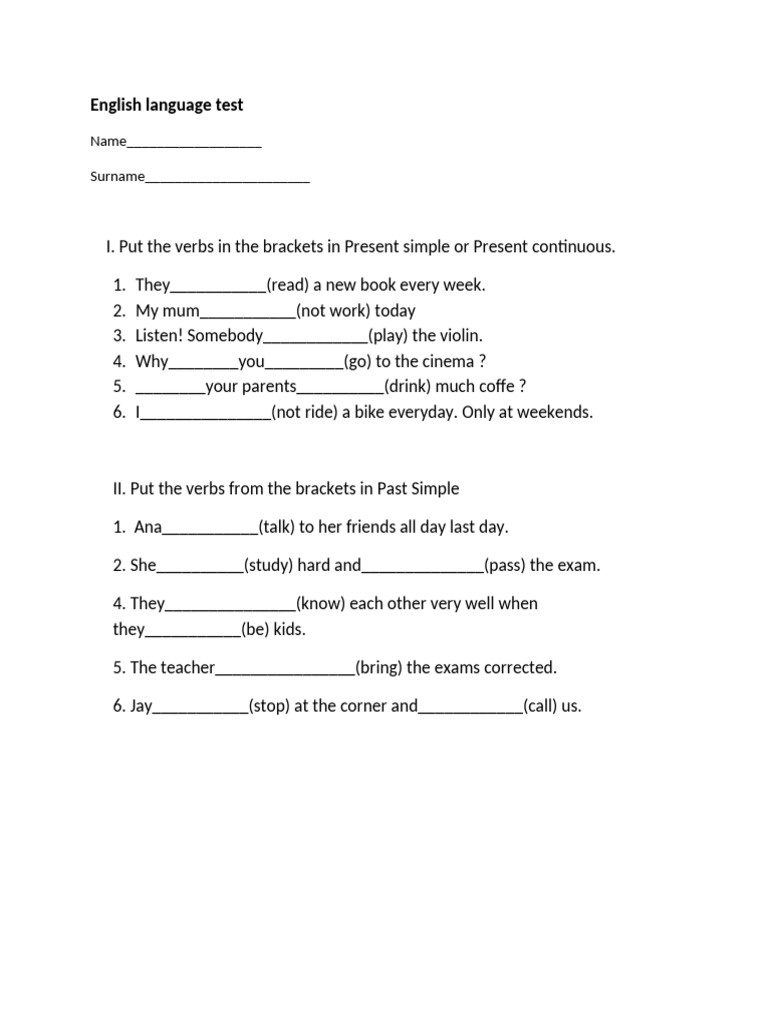 English Language Test | PDF